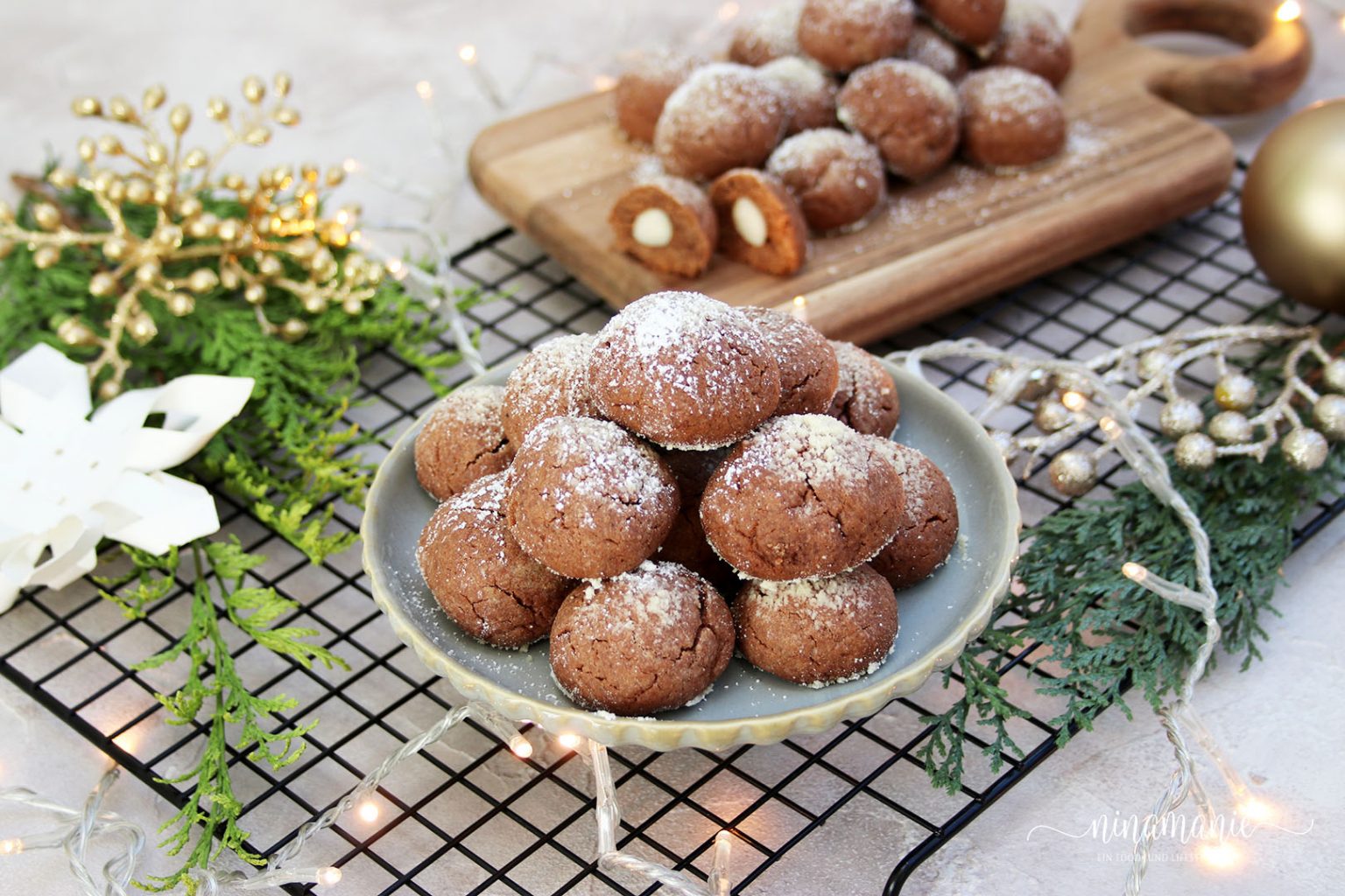 Nougat-Schoko-Kugeln mit Mandelkern - Ninamanie